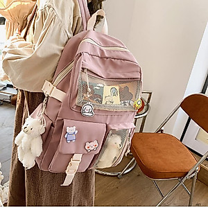 DINGZZ Buckle Badge Women Backpack Candy Color Fashion Cute Student Bag College Backpack (Color : D, Size : 32 * 43 * 13CM)