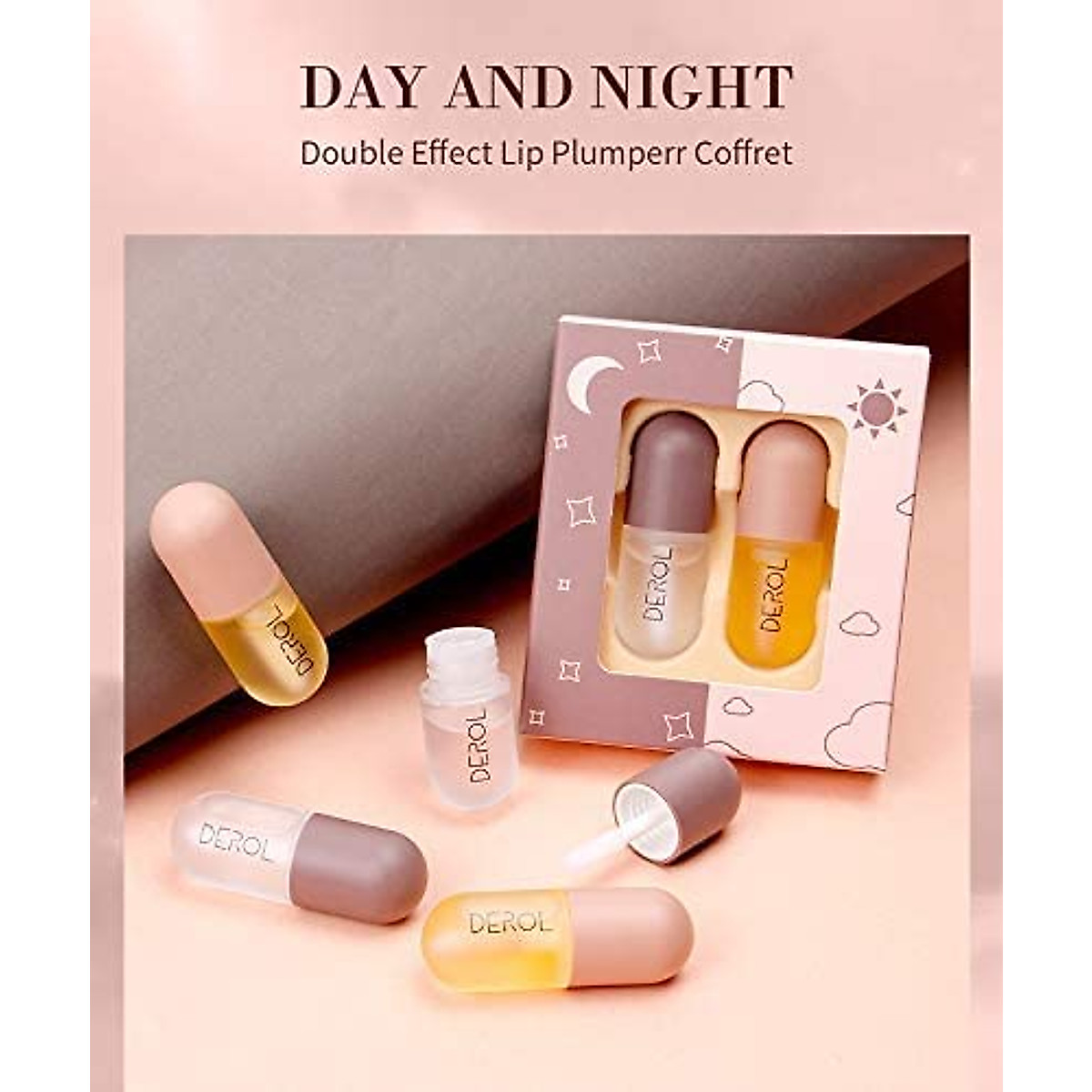 Lip Plumper Set, Day and Night Lip Plumper Gloss/Plumping Lip Balm/Lip Cosmetics Lip Mask for All Day
