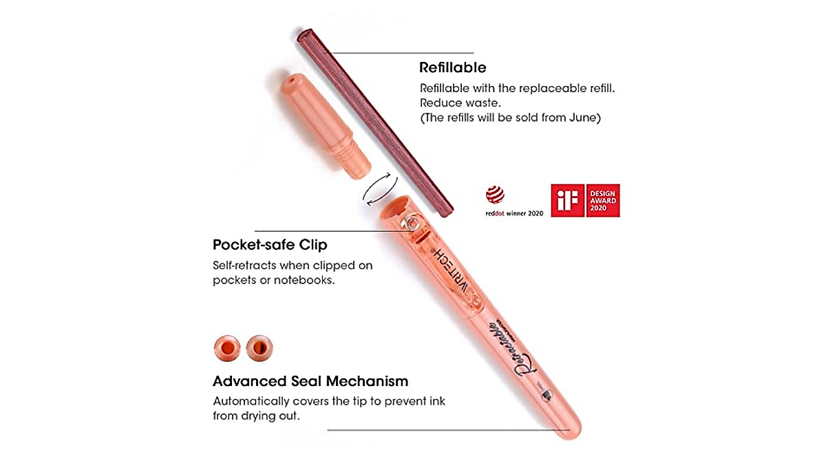 WRITECH Retractable Highlighters - Neutral, No Bleed