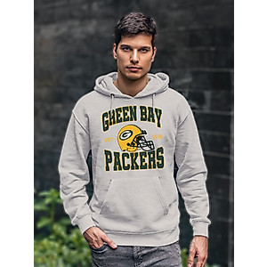 Junk Food Clothing x NFL - Green Bay Packers - Team Helmet - Unisex Adult Pullover Fleece Hoodie for Men and Women - Size XX-Large