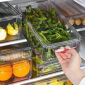 MDHAND Fridge Organizer - Refrigerator Organizer Bins, 10pcs Fridge Organizer and Storage Clear, Stackable Fridge Organizer Bins with Lid BPA Free Egg Organizer for Refrigerator