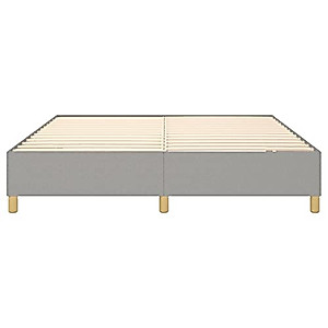 vidaXL Box Spring Bed Frame Home Indoor Bed Accessory Bedroom Upholstered Double Bed Base Furniture Light Gray 72"x83.9" California King Fabric