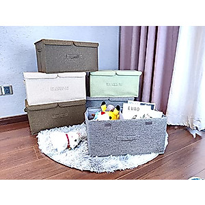 BH4EVER Large Storage Cubes [2-Pack] Foldable Linen Storage Bins Organizer With Lid，Handles，Removable Divider For Home Nursery，Closet（19.6"x 11.8" x 9.8‘’,Grey)