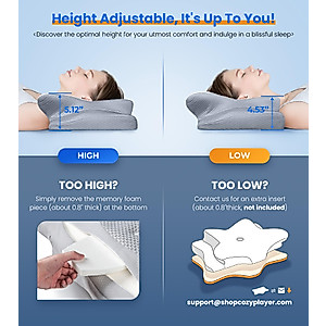 Ultra Pain Relief Cooling Pillow for Neck Support, Adjustable Cervical Pillow Cozy Sleeping, Odorless Ergonomic Contour Memory Foam Pillows, Orthopedic Bed Pillow for Side Back Stomach Sleeper