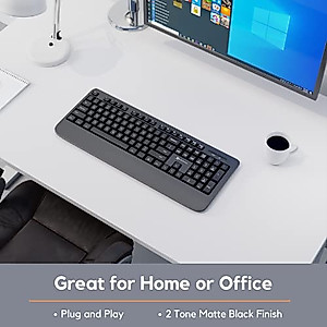 X9 Performance Ergonomic Wireless Keyboard with Wrist Rest - Comfort Meets Productivity - USB Computer Keyboard Wireless with 104 Quiet Keys and 2 Tone Finish - PC Desktop and External Laptop Keyboard