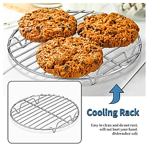 Herogo Round Cooling Rack for Cooking and Baking Set of 2, 9 Inch Stainless Steel Grill Steaming Rack Fit Stockpot Air Fryer Canning, Healthy, Smooth Edge, Oven and Dishwasher Safe