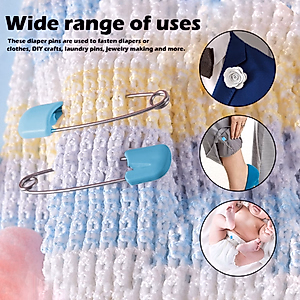 Lxnoap 10 pcs Cloth Diaper Pins Stainless Steel Traditional Safety Pin (Blue)