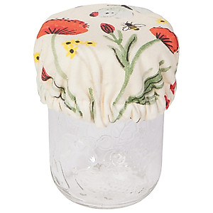 Now Designs Morning Meadow Save It Reusable Cotton Mini Bowl and Jar Covers 3.5 inches, 4.5 inches and 6.5 inches, Set of 3