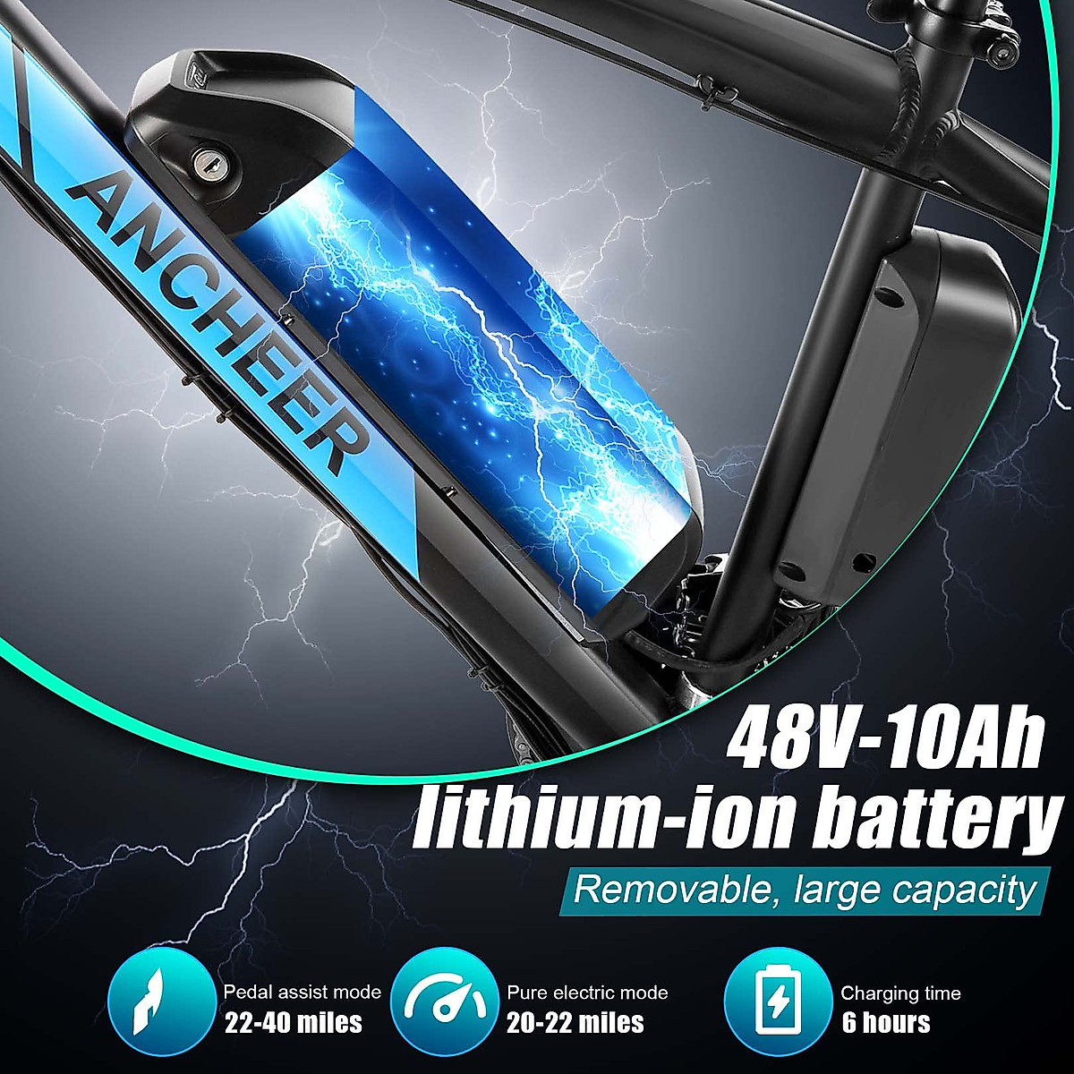 ANCHEER 350/500W Electric Bike 27.5'' Adults Electric Commuter Bike/Electric Mountain Bike, 36/48V Ebike with Removable 10/10.4Ah Battery, Professional 21/24 Speed Gears