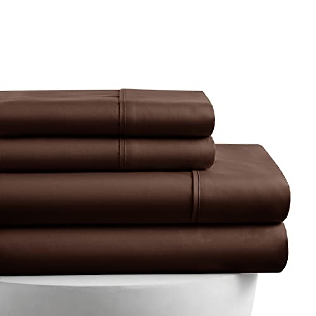 4-Pcs Premium Bedding Set 800 Thread Count 100% Cotton Bedlinen Chocolate Queen Bed Sheets, Single Ply Long Staple Yarns, Breathable, Sateen Weave, Fits Mattress Upto 16'' Deep Pockets