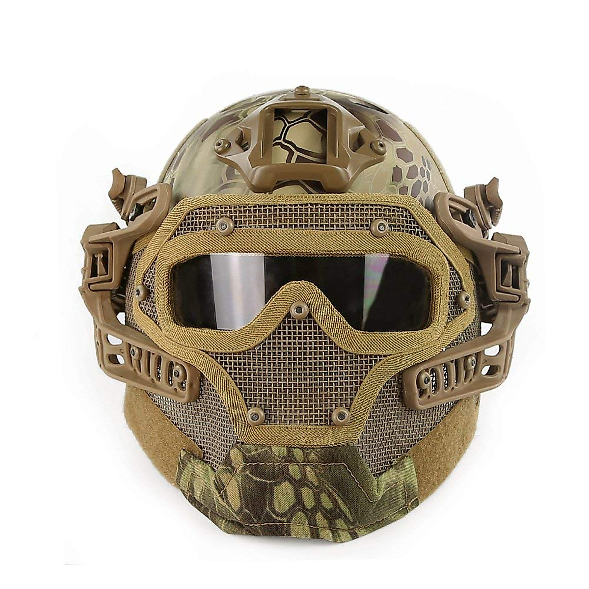 PJ Fast Tactical Helmet Airsoft Paintball Protective Helmet Full Face Mask Goggles Outdoor Sports Hunting CS Game