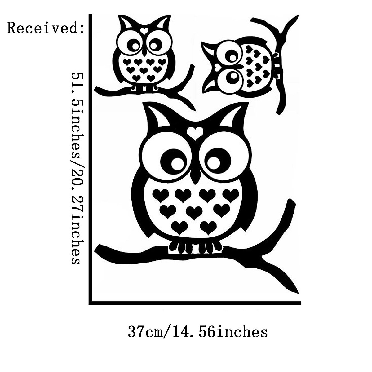 BIBITIME Nursery Decor Vinyl Sticker 3 Branches Owls Wall Decal Birds Family Living Room PVC Decorations Baby Kids Boys Girls Children Bedroom Classroom Art Decals