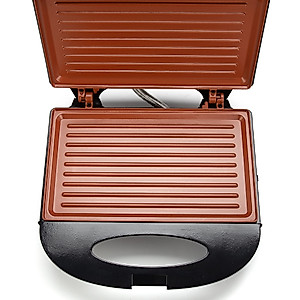 ZENITH Zenith Electric Indoor Panini Grill Maker with Zera Copper Non-Stick Grilling Plates, Countertop Bread Toaster Easy Storage 77062 0