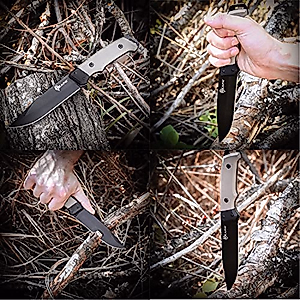 Reapr 11009 5" Brigade Full Tang Fixed Blade Knife, Modified Drop Point Blade, Dual G10 Handle, Ballistic Nylon Sheath, For Outdoor, Tactical, and EDC