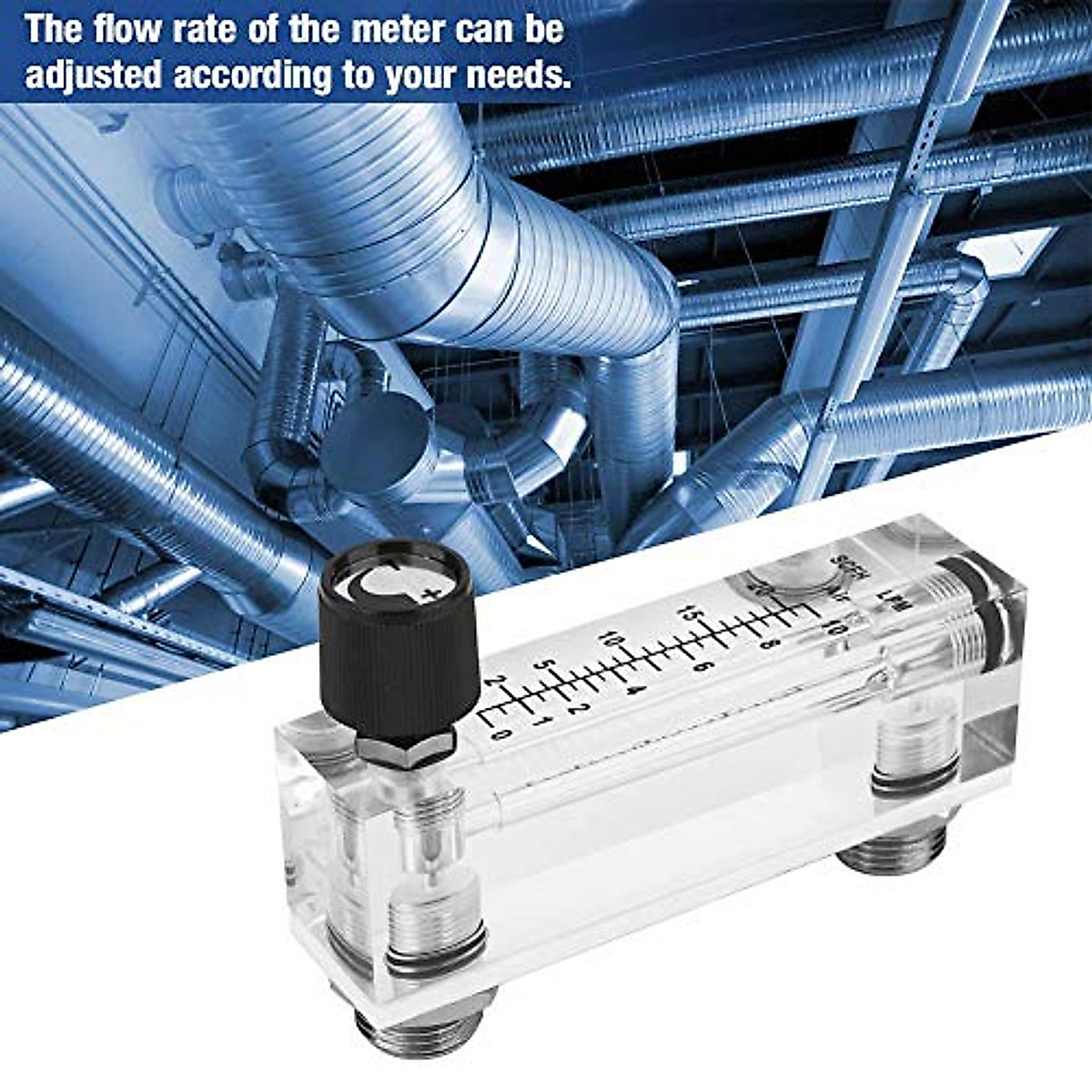 Gas Flowmeter LZM-6T Flowmeter Panel Type Flowmeter Acrylic PMMA Adjustable Panel Type Gas Flow Meter Tester 1~10LPM 1/4"BSP M181.5 with Control Valve for Oxygen Air Gas