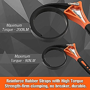 ValueMax 2-piece Strap Wrench Set, Adjustable Wrench with Max Diameter 4" (Small) and 6"(Large), Oil Filter Wrench Set, Jar Opener, Shower Head Wrench, Water Filter Wrench