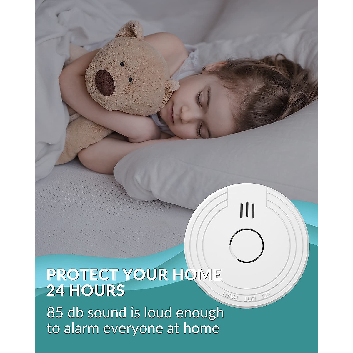 Ecoey Smoke Alarm Fire Detector, Battery Included Photoelectric Smoke Detector with Test Button and Low Battery Signal, Small Fire Alarm for Home, Bedroom FJ136GB, 6 Packs