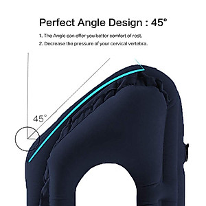 PVC Inflatable Travel Pillow Portable Headrest Chin Support Cushions for Airplane Plane Car Office Rest Neck Nap Pillows,Black