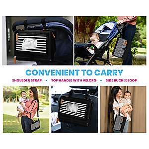 Portable Changing Pad with Shoulder Strap - Detachable Travel Changing Pad - Baby Shower Gifts - Fully Padded & Lightweight - Baby Boy Gifts - Diaper Changing Pad - Changing Mat 27"x22" - Black