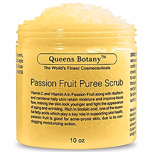 Passion Fruit Body Scrub - Moisturizing Shea Butter, Saffron & Nourishing Body Oils - Exfoliating Salt Scrub For Body -Win Against Aging, Stretch Marks, Cellulite, Acne & Dead Skin Scars- 10 oz