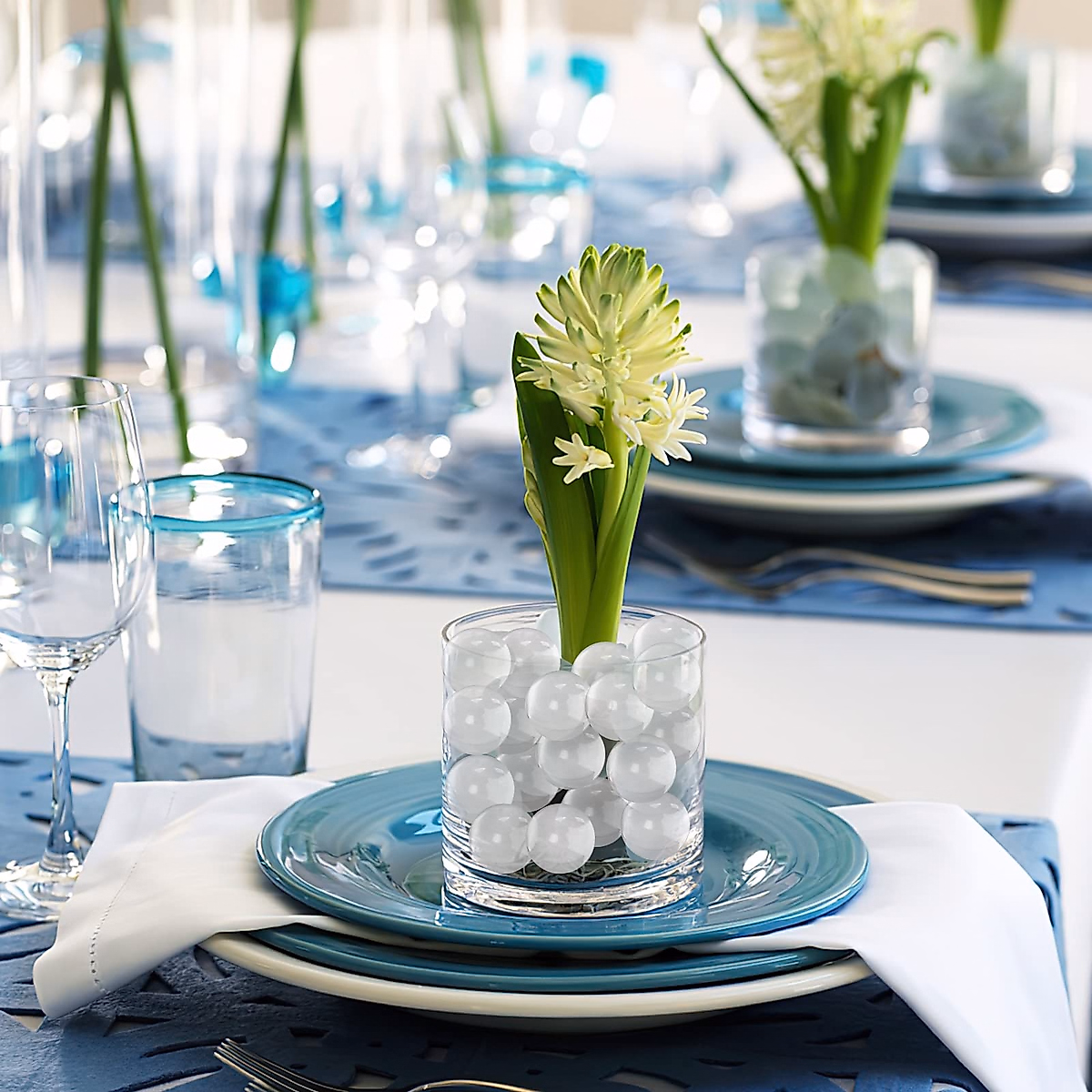 FUTUREPLUSX Clear Glass Marbles, 1LB Round Marble Beads Transparent Vase Fillers Decorative Glass Gem Pebbles for Decoration Collectibles Marble Games