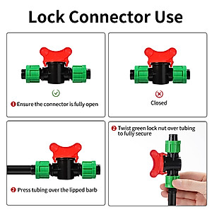 Drip Irrigation Shut off Valve 1/2 Inch Universal Drip Irrigation Tubing Coupling Valve Connector Locking Fitting Compatible with 16 to 17 mm Drip Tape Tubing Sprinkler System (12 Pieces)