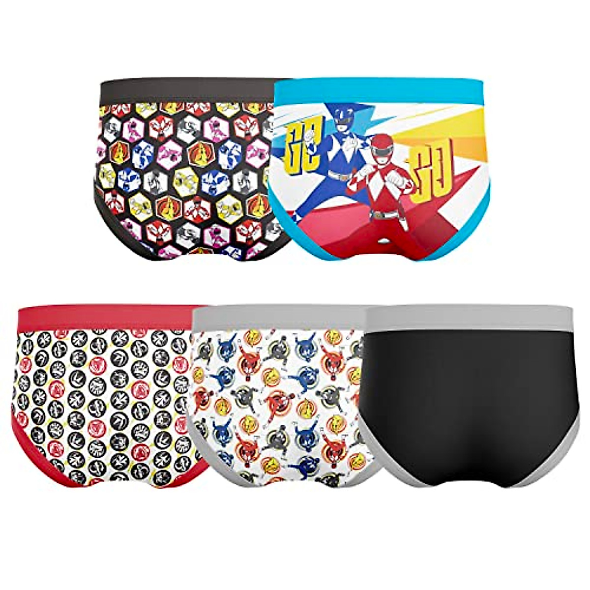 Power Rangers Boys Amazon Exclusive 100% Combed Cotton 5-Pack Brief in Sizes 4, 6 and 8, 5-Pack, 4
