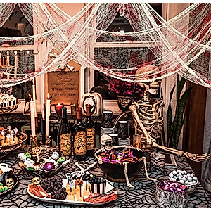 Moon Boat 364” x 30” Halloween Cheesecloth Decorations Creepy Cloth + Spider Web - Hallowmas Haunted House Indoor Outdoor Party Decor