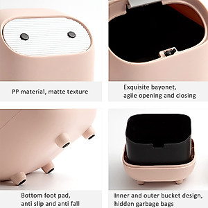 RAMFIYN Cute Trash Can, Mini Trash Bin for Desk, Pop Up Trash Can for Camping SUV, Drive Auto with Locking Lid Press - Green
