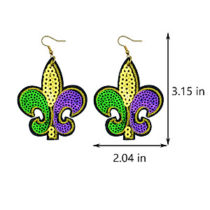 Mardi Gras Earrings for Women Mardi Gras Mask Letter Earrings Mardi Gras Theme Earrings Fleur De Lis Dangle Earrings Mardi Gras Accessories