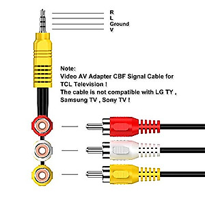 3.5MM to 3 RCA Cable ，Video AV Component Adapter Cable Replacement for TCL TV, 3 RCA to AV Input Adapter - 23CM/9in