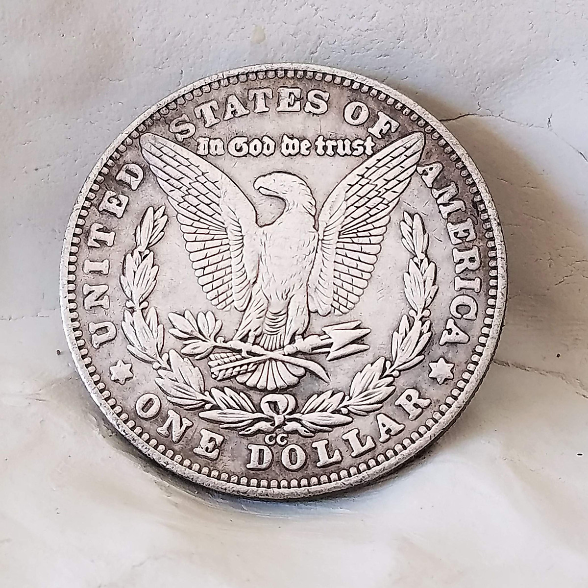 1879 Tattoo Princess with Her Skeleton King Art Coin Replica Morgan Silver Dollar Carson City Mint Mark 1.5" (38mm) Collectible with Protective Capsule and Display Stand – Comes with Display Stand