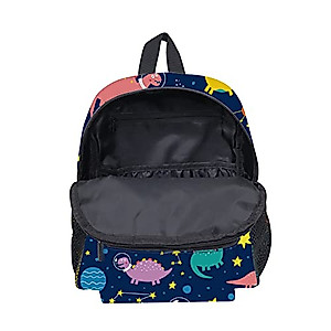Dinosaurs Space with Planets Backpack Toddler Girls Boys Preschool School Bag Kids Casual Travel Daypack Bookbag Schoolbag for Primary Children Students