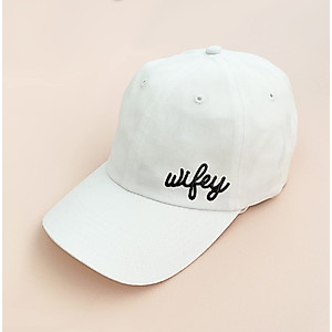 ModParty Wifey Hat | Bride Baseball Cap | White Cap with Embroidered Patch | Honeymoon Wedding Gift Idea | Adjustable Buckle Women’s Hat