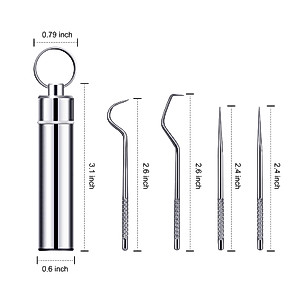 4 Pcs/set Portable Stainless Steel Pocket Set Reusable Metal Toothpicks, Holder for Outdoor Picnic Camping Traveling Supplies(1)