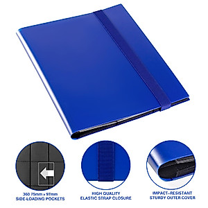 GEAoffice Card Binder, 9 Pockets Trading Card Album Folder, 360 Side Loading Pocket Binder for MTG and Other TCG, Blue