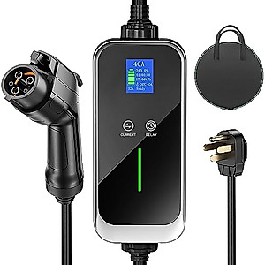 EVJUICION Level 2 EV Charger 40Amp 240V 25Ft Cable, Home and Portable Universal Electric Vechicle Charger for J1772 Electric Cars with NEMA 14-50 Plug, Current Adjustable, Delay Timer