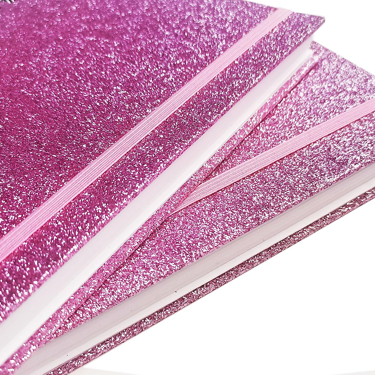 Spiral Notebook, Glittery Pink Journal Notebook, 2Pack Hardcover Journals for note taking, Thick Paper, 180 Pages, 8.2” x 6”