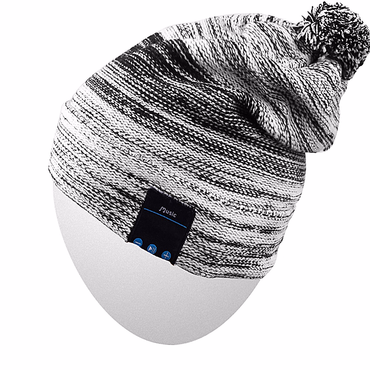 Rotibox Wireless Bluetooth Beanie Hat Pom Pom Headphone Headset Music Audio Cap for Women Men with Speaker & Mic Hand-Free Outdoor Sports Present Compatible with iPhone Samsung Cell Phones, Black