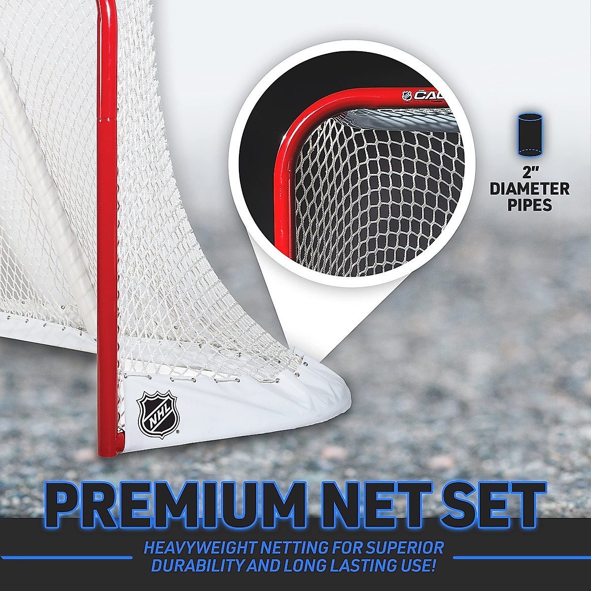 Franklin Sports Hockey Goal — NHL Steel Cage Ice-Hockey Goal — Street-Hockey Goal — Pro-Style Hockey Nets and Goal Set — 72 x 48 Inch