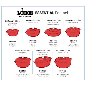 Lodge 3 Quart Enameled Cast Iron Dutch Oven with Lid – Dual Handles – Oven Safe up to 500° F or on Stovetop - Use to Marinate, Cook, Bake, Refrigerate and Serve – Island Spice Red