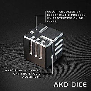 AKO DICE I - Gunmetal - Custom Metal dice Version 1 by AKO Dice. 16mm D6 Game dice with Redesign Concept.