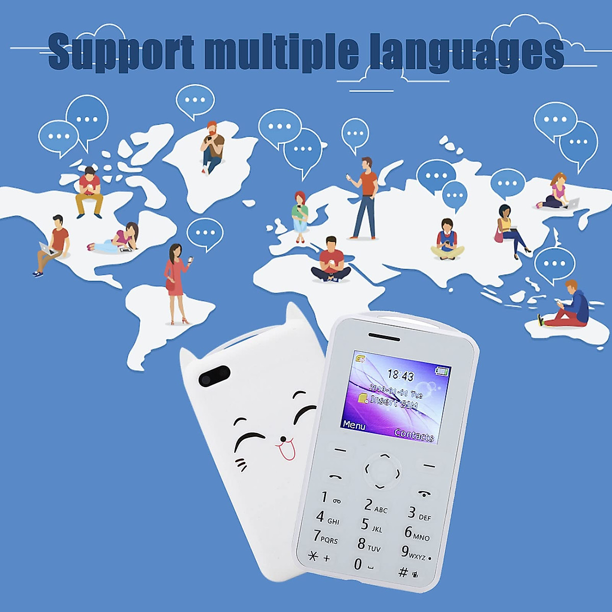 Unlocked Cell Phones, 1.77inch Multi-Languages Mini Card Mobile Phone Support Memory Card with Alarm Clock, Calculator, MP3 for Students.