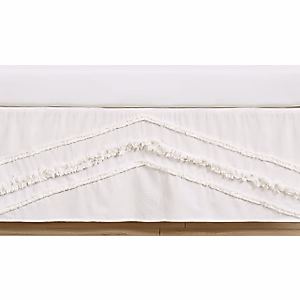 Sweet Jojo Designs Ivory Boho Bohemian Girl or Boy Baby Nursery Crib Bed Skirt Dust Ruffle - Gender Neutral Solid Color Beige Cream Off White Farmhouse Chic Unisex Minimalist Fringe Macrame Cotton