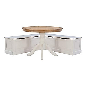 Linon Troyin Backless Wood Corner Nook Set in White