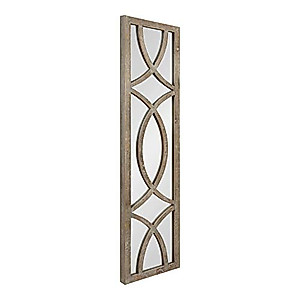 Kate and Laurel Tolland Decorative Wooden Panel Wall Mirror, 12" x 48", Rustic Brown, Farmhouse Windowpane Accent Piece