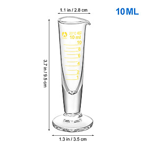 Baluue Graduated Cylinder 10mL Glass Measuring Cup With Spout Wide Mouth, Conical Beaker Liquid Dispenser Measuring Cylinder Experiment Tool for Science Teaching