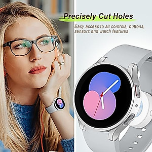 Hard PC Case for Samsung Galaxy Watch 5 Screen Protector 40mm 44mm,with Tempered Glass Built in Cover for Samsung Galaxy Watch 4 40 mm 44 mm Protective Case Face Cover Bumper Accessories [4 Pack]