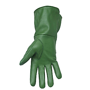 LEATHER LH HANDS Men's Medieval Renaissance Cosplay Unlined Gauntlet Genuine Leather Costume Gloves Green Small