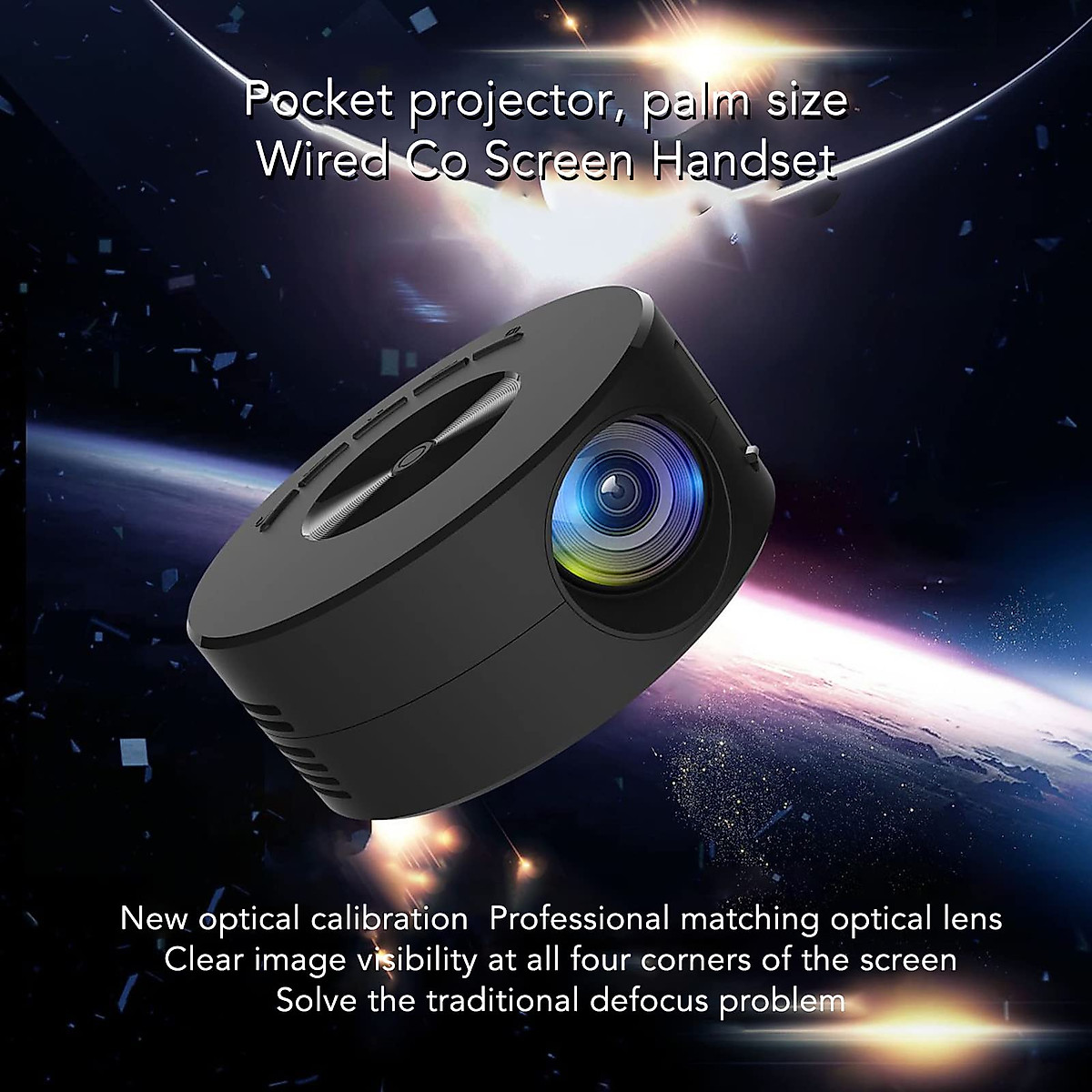 Mini Portable Projector, Small Outdoor Video Projectors with Synchronize Smartphone Screen Function, Movie Projector Compatible with iOS, Phone, Tablet, with Remote Control